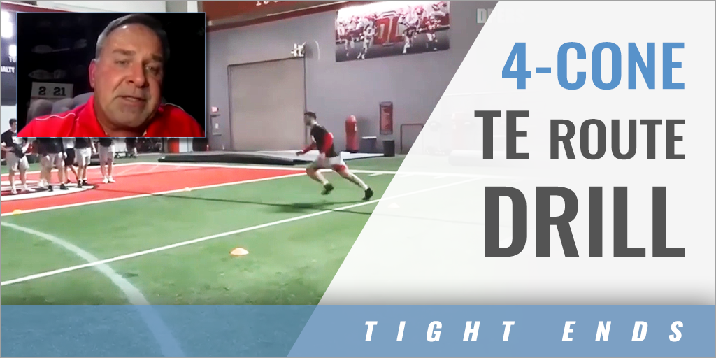 4-Cone TE Route Drill with Kevin Wilson – Univ. of Tulsa – Coaches Insider